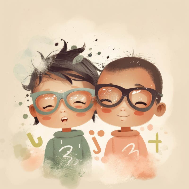 Two Kids One Mouthing Words and Symbols To Practicing Recognizing Words ...