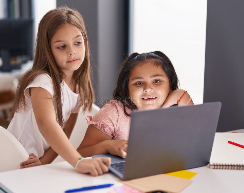 Boy and Girl Students Playing Supermarket Game Sitting on Table at ...