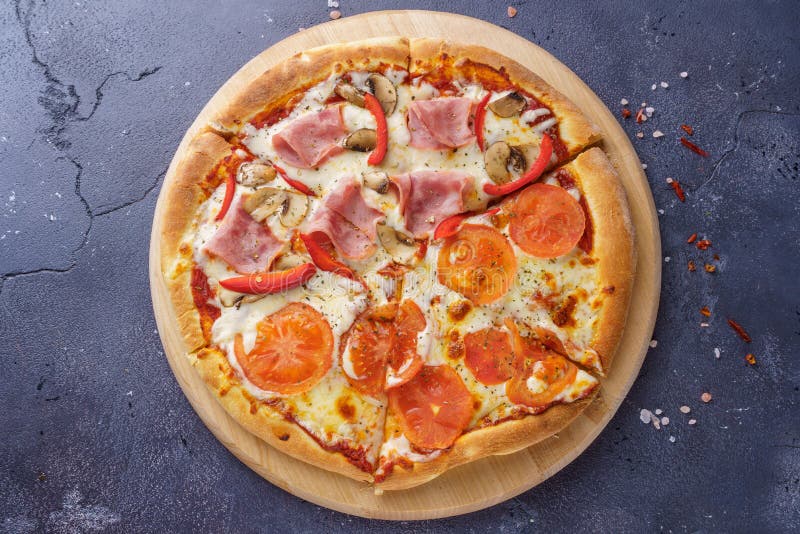 Two Kind of Pizza Together on the Same Board Stock Image - Image of ...