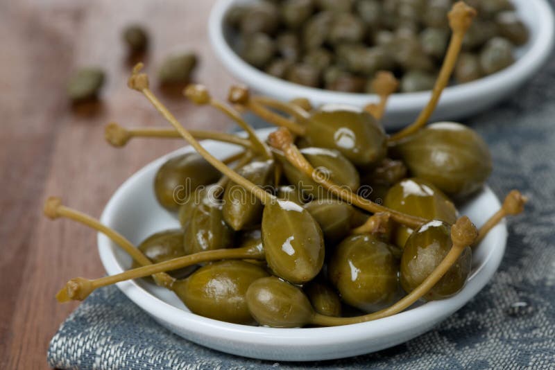 Two Kinds of Pickled Capers, Close-up Stock Photo - Image of antipasto ...