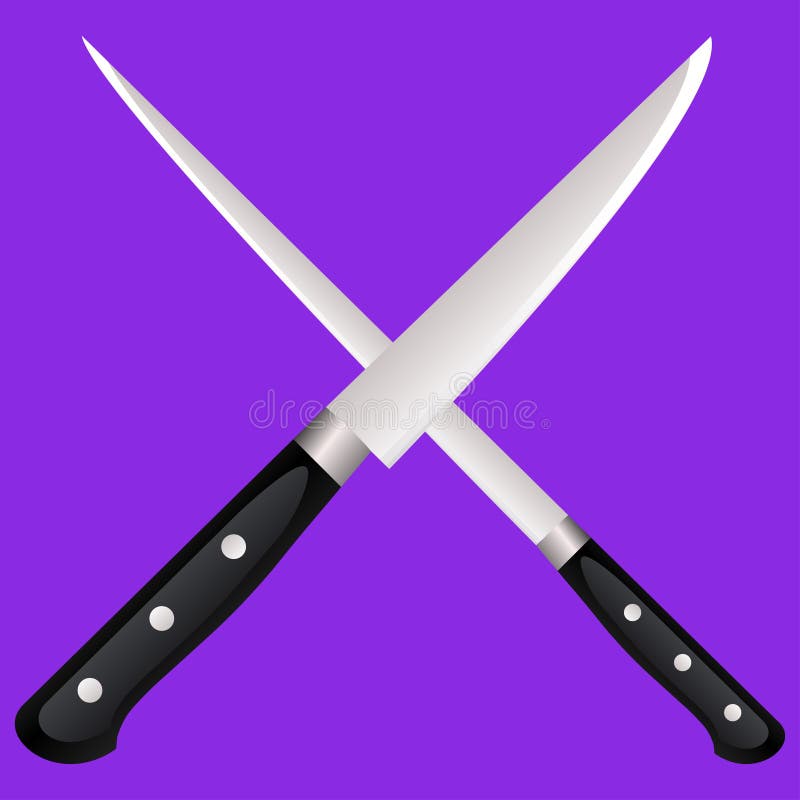 Two Kitchen Knives Cross on a Colored Background Stock Vector ...