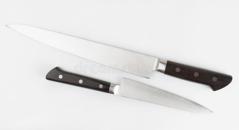 Two Kitchen Knives on Light Gray Background Stock Image - Image of ...