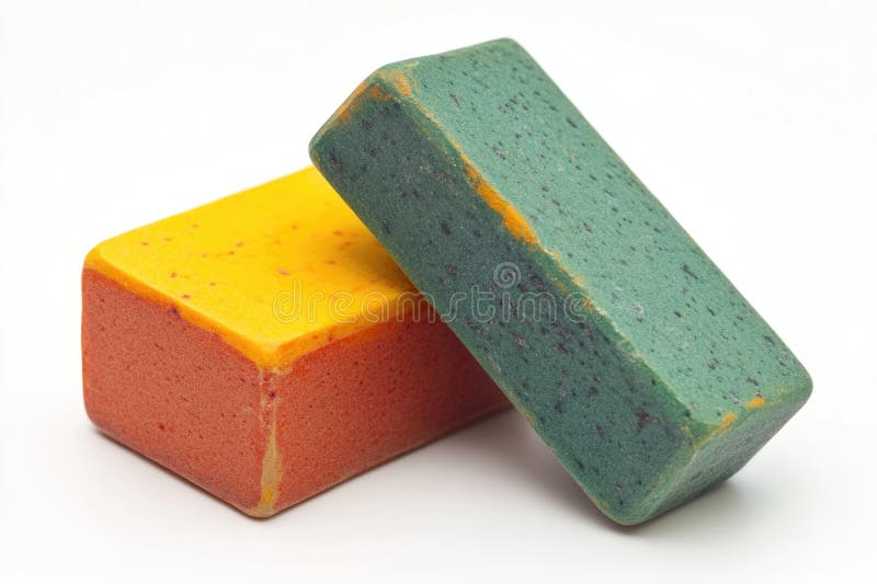 Two Kitchen Sponges Stacked Vertically, Ready for Use Stock Photo ...