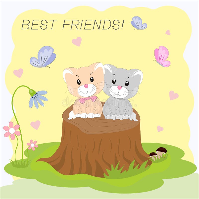 Two kittens. Best friends stock vector. Illustration of icon - 94198053