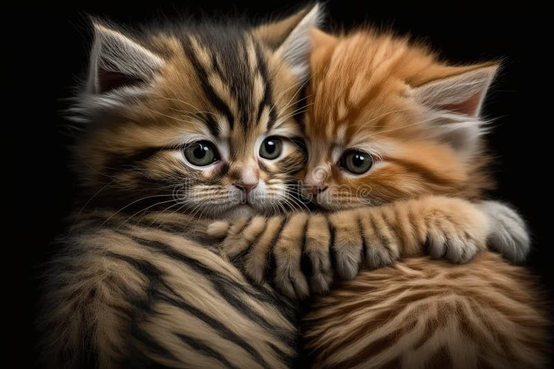 Two Kittens Hugging Illustration Generative Ai Stock Illustration ...