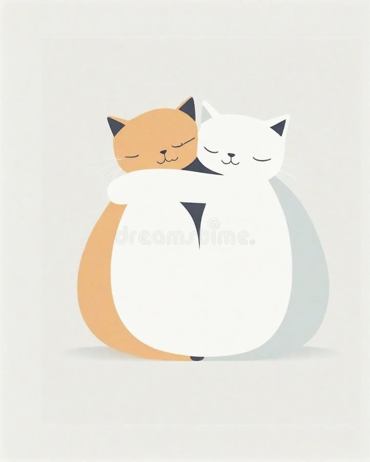 Two Kittens in Love Hugging Each Other Stock Illustration ...
