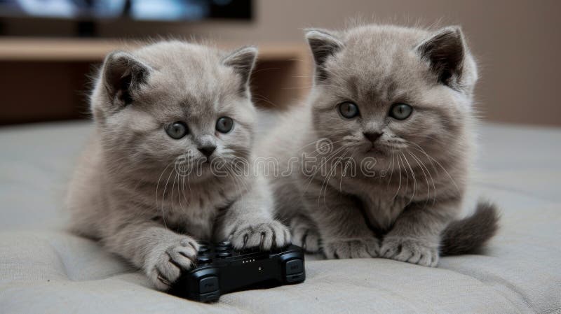 Two kittens are playing stock illustration. Illustration of hair ...