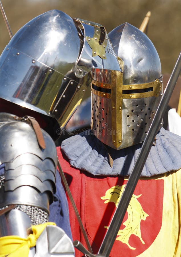 Two Knights stock image. Image of weapon, costume, heaume - 30454767