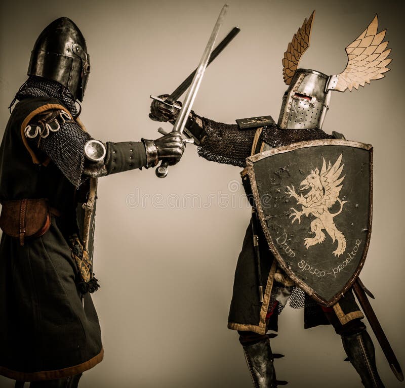 Two knights battle stock image. Image of attack, crusades - 31920119