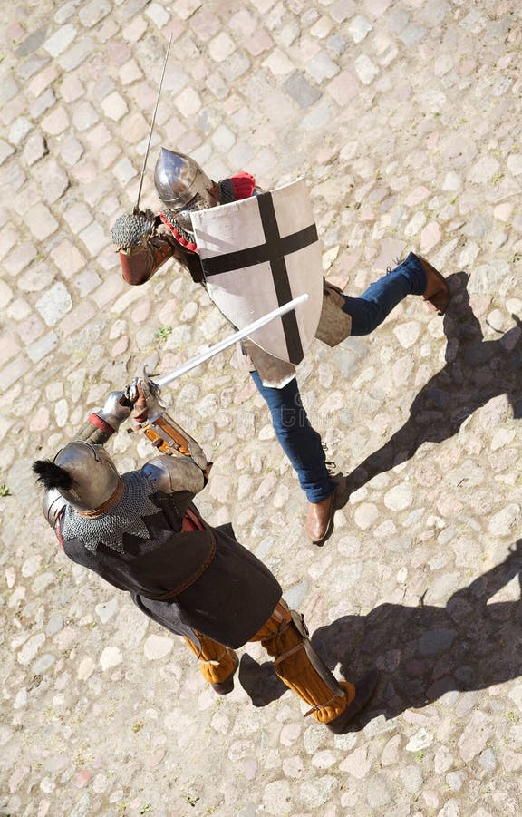 Two knights fighting stock photo. Image of costume, outside - 15110114