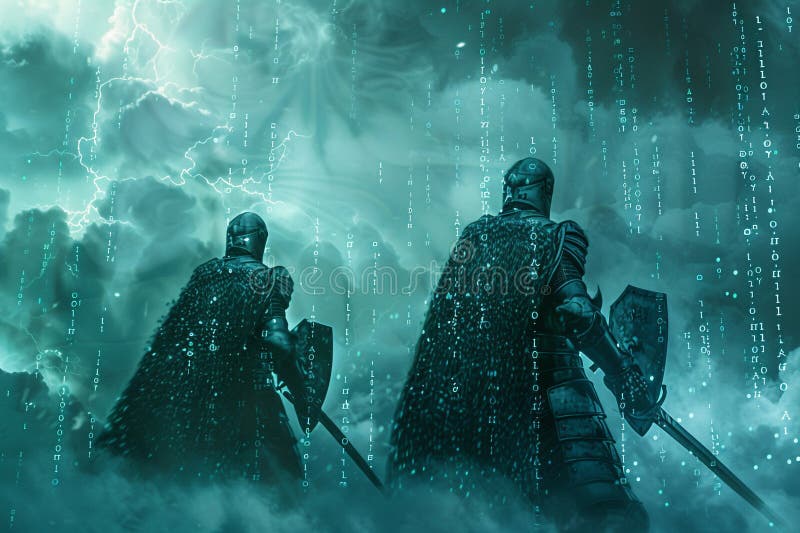 Digital Knights stock illustration. Illustration of sword - 342208471