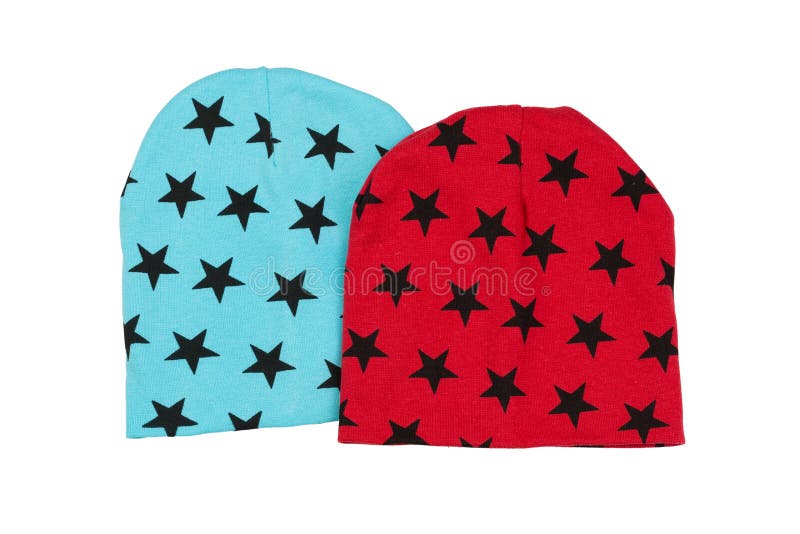 Two Knitted Caps with a Star Pattern, Isolate Stock Photo - Image of ...