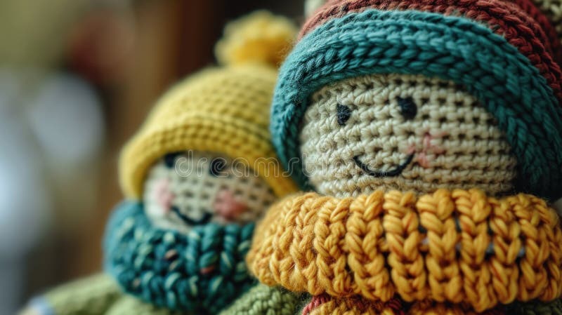 Two Knitted Dolls are Standing Next To Each Other, AI Stock ...