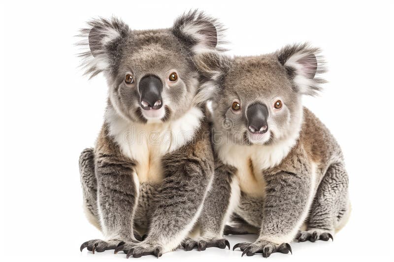 Two Koala Bears Isolated on White Background Stock Illustration ...