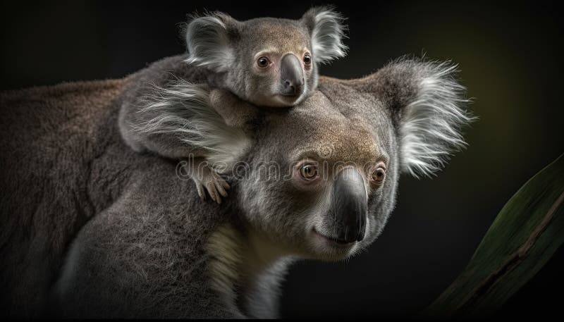 Two Koalas are Sitting on Top of Each Other Stock Illustration ...