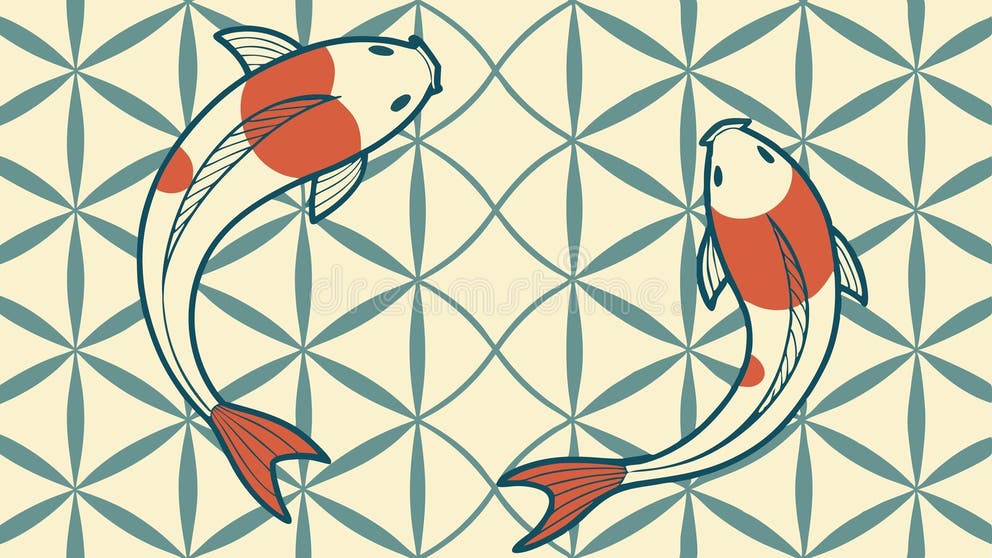 Two Koi Fish Abstract Pattern Vector, Vector Design Generative AI Stock ...