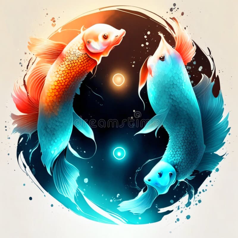 Two Koi Fish in a Circle of Fire. Vector Illustration Stock ...