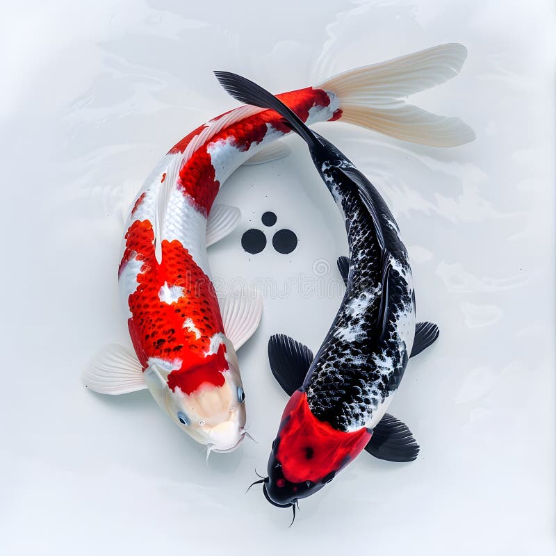 Two Koi Fish Swimming in a Circular Pattern. Stock Illustration ...