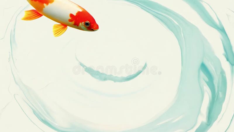 Two Koi Fish Swimming in a Circular Pattern in a Clear Aquarium Stock ...