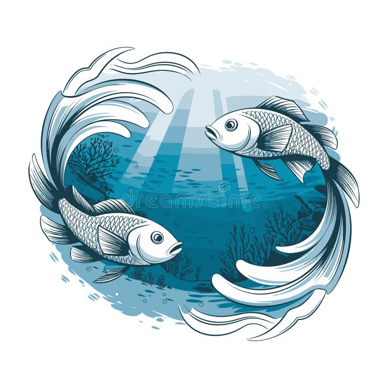 Two Koi Fish Swimming in a Circular Pattern, Symbolizing Harmony and ...