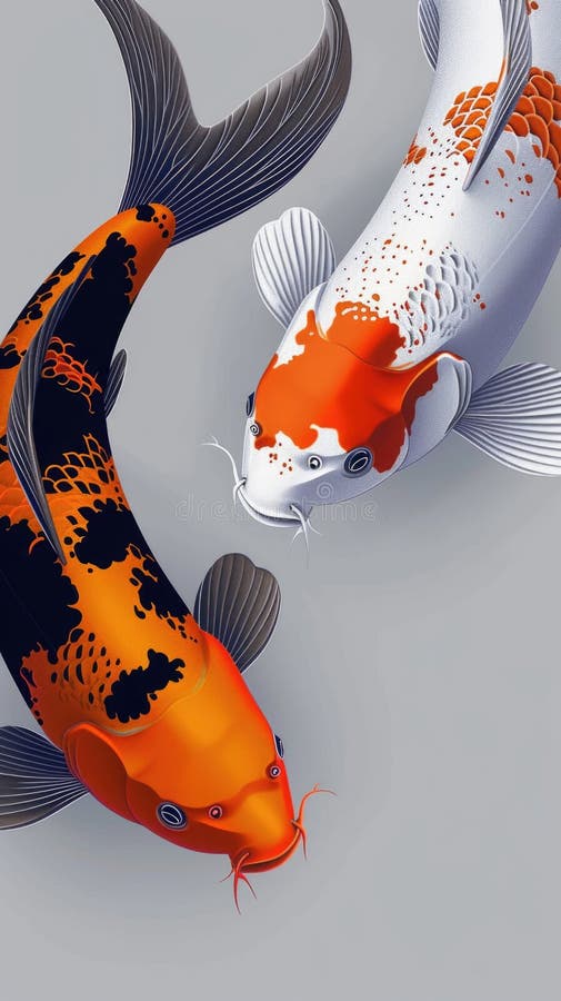 Two Koi Fish Swimming Next To Each Other Stock Illustration ...