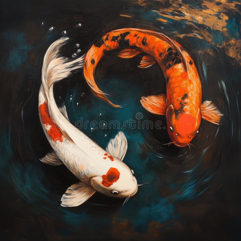 Two Koi Fish Swimming Together Calm Pond Stock Photos - Free & Royalty ...
