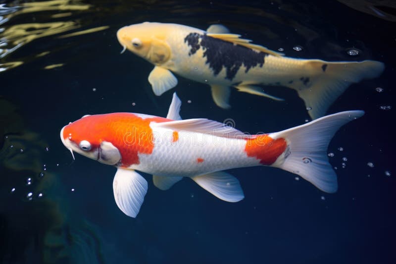 Two Koi Fish Swimming Together in a Pond Stock Illustration ...