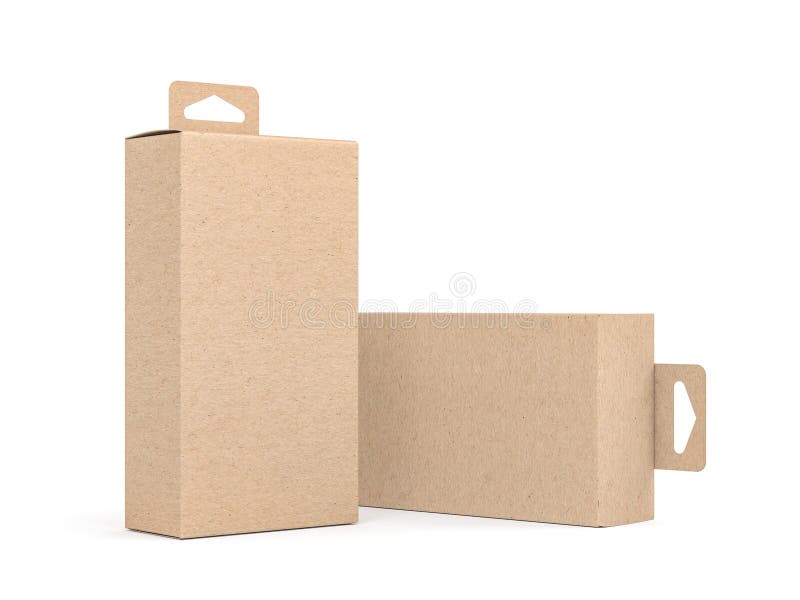 Two Kraft Cardboard Boxes with Hang Tab Packaging Mockup Stock ...