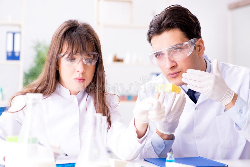 The Two Lab Doctor Testing Food Products Stock Image - Image of cheese ...