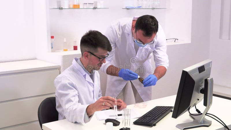 Two Lab Workers Research Microbiology Stock Video - Video of analysis ...