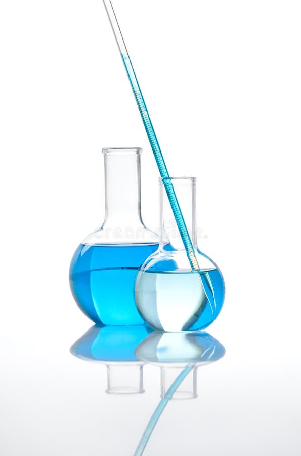 Set of Chemical Flasks and Test Tubes Stock Photo - Image of liquid ...