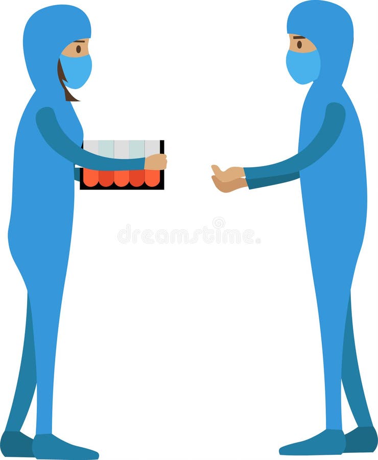 Two Laboratory Workers in Safety Uniform Vector Icon Isolated on White ...