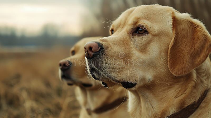 Two Labrador Retrievers in a Natural Setting Stock Illustration ...