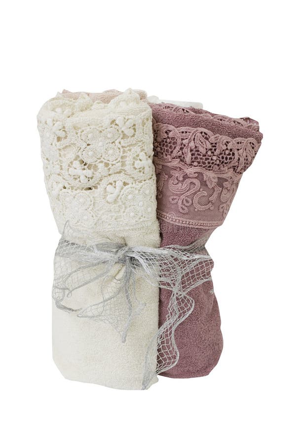 Two lace towels stock image. Image of bordeau, color - 41064433