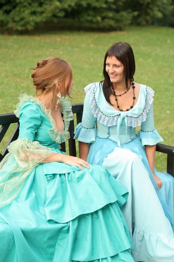 Two ladies stock photo. Image of costume, fancy, jewelery - 3735348