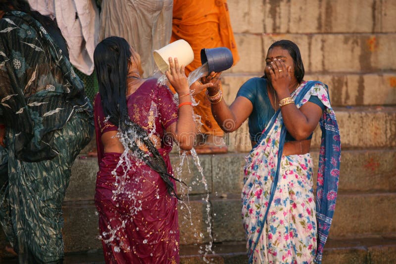 Two Ladies Washing in the Ganges River Editorial Photography - Image of ...