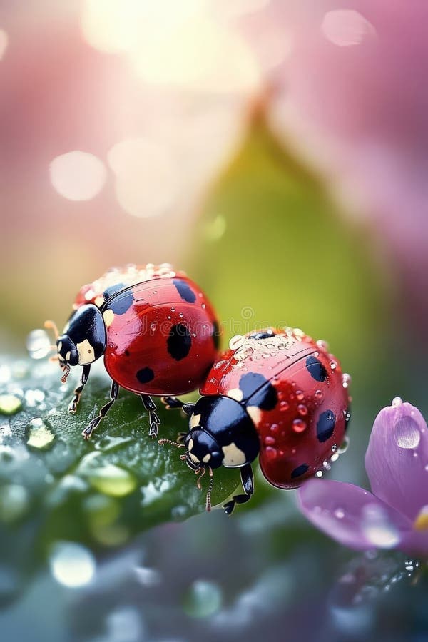 Two Ladybugs in Nature. Selective Focus Stock Photo - Image of insect ...