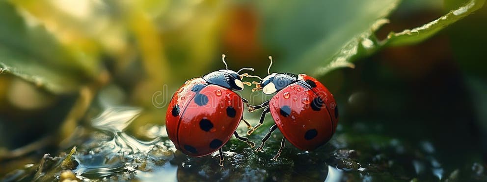 Two Ladybugs in Nature. Selective Focus Stock Photo - Image of green, spring: 365778826