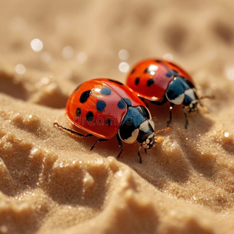 Two Ladybugs Resting on the Sand. Stock Illustration - Illustration of ...