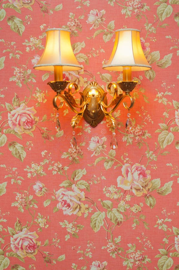 Two Lamps on Pink Floral Pattern Stock Image - Image of decoration ...