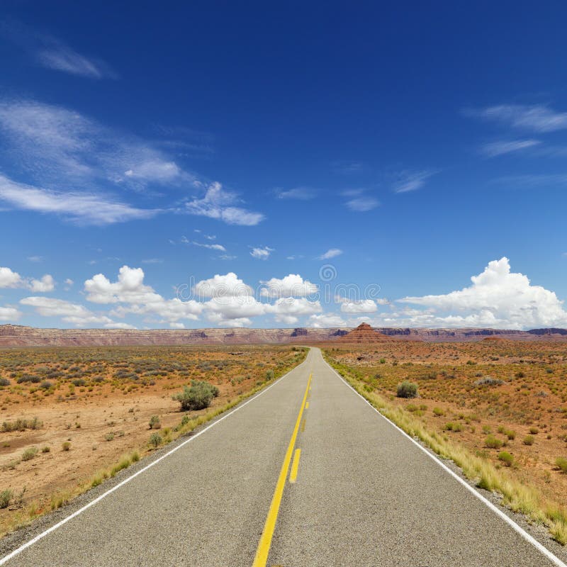 Two Lane Highway Through Desert Stock Photos - Image: 12960403