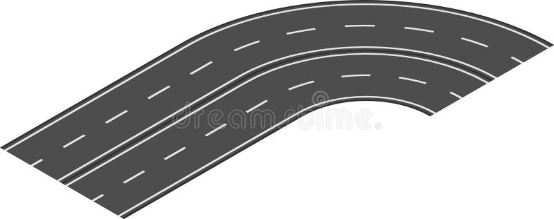 Two Lane Highway Making a Gentle Curve with White Lane Markers on a ...