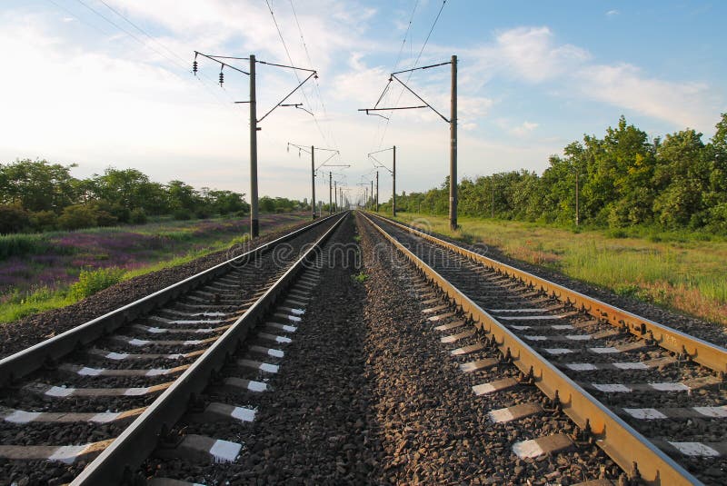 Lane railway runs skyward stock photo. Image of echelon - 54870860