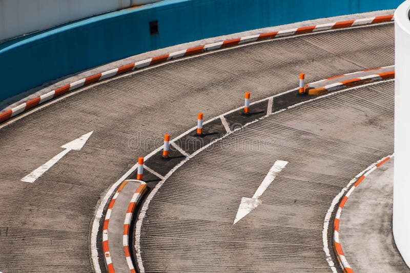 Two Lane Road Curve with Direction Arrows on Asphalt Stock Image ...