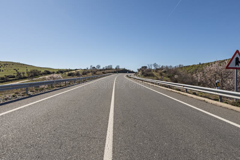 A Two-lane Road with One Lane in Each Direction with a Solid White Line ...