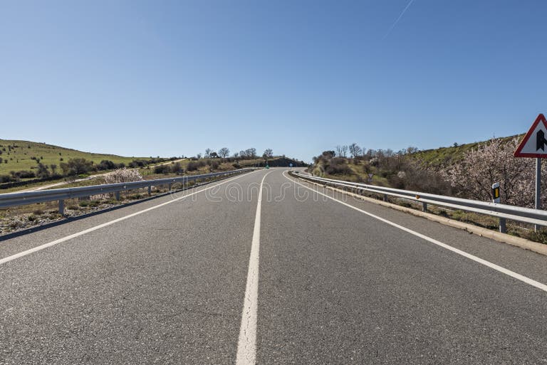 A Two-lane Road with One Lane in Each Direction with a Solid White Line ...