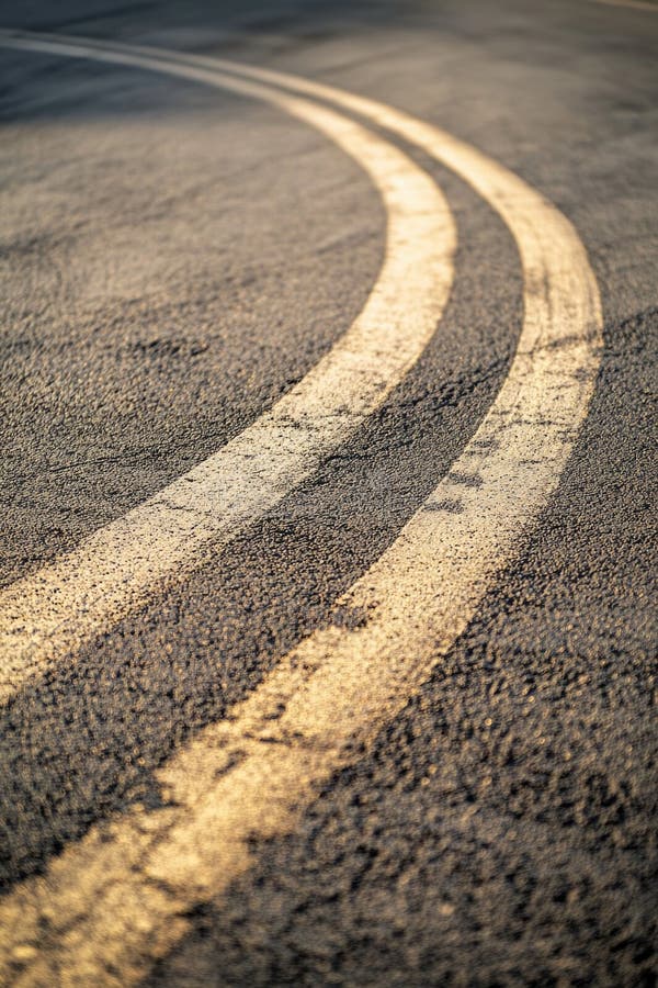 Two Lanes on a Highway with Yellow Center Line and White Edges Stock ...