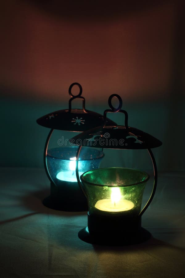 Two lanterns stock image. Image of home, candles, homerelated - 59786031