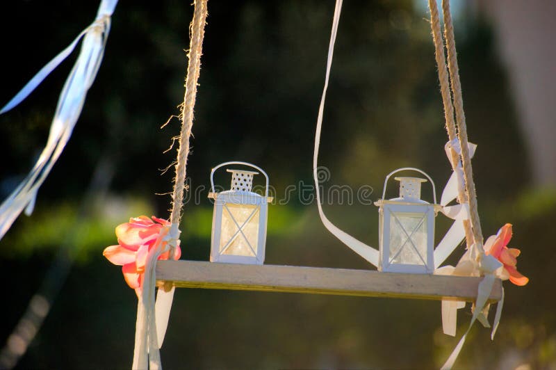 Two lanterns stock image. Image of green, lanterns, wooden - 49407469
