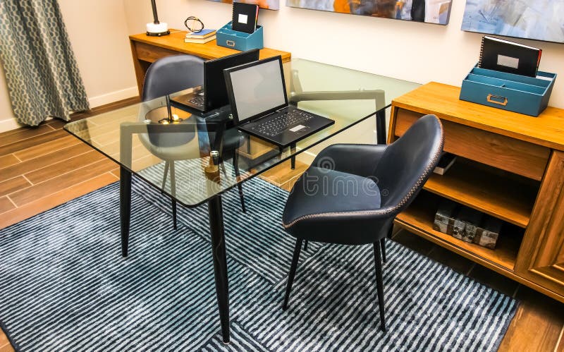 Two Laptop Computers on Home Office Desk Stock Photo - Image of ...